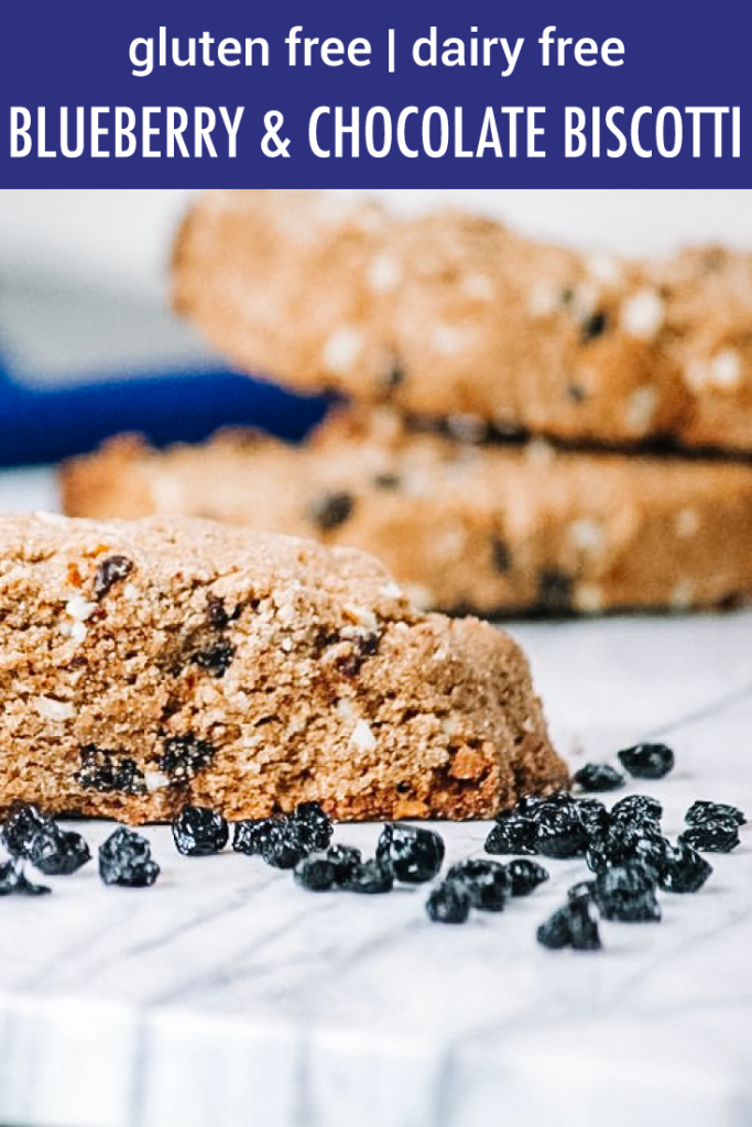 Almond Biscotti Cookies with Blueberries and Chocolate
