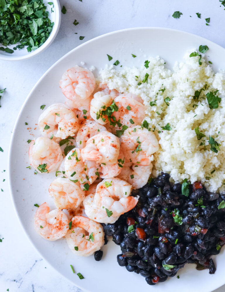 Mojo Shrimp in Skillet - with Cauliflower Rice - clean cuisine