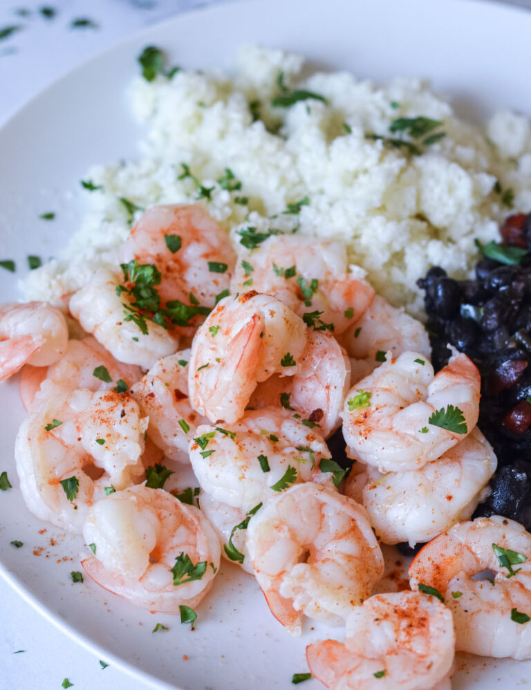 Mojo Shrimp in Skillet - with Cauliflower Rice - clean cuisine