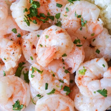Mojo Shrimp in Skillet - with Cauliflower Rice - clean cuisine
